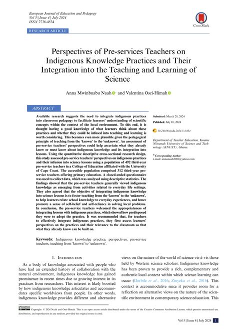 Pdf Perspectives Of Pre Services Teachers On Indigenous Knowledge Practices And Their
