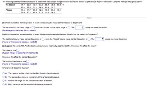 Solved A Which Course Has More Dispersion In Exam Scores