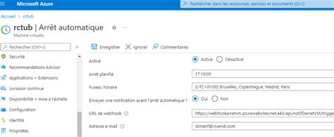 Notification Arrêt Automatique Dune Vm Reporter D1 Heure Larrêt Via Le Mail De Notification
