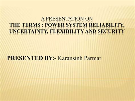 A Presentation On Power System Reliability PPTX