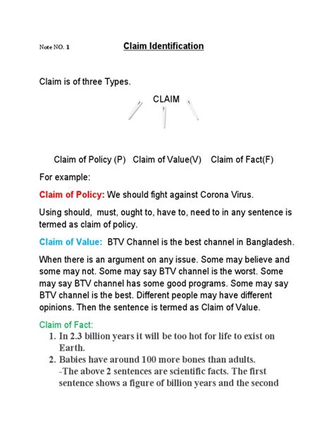 1new105notesclaim Identification Pdf Social Science
