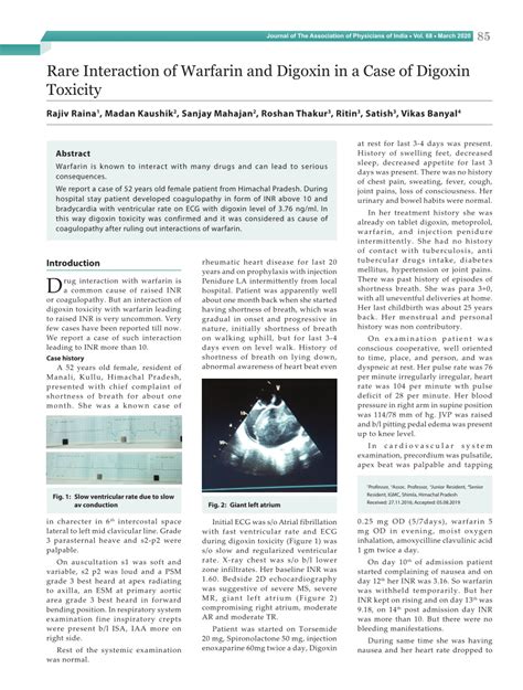 Pdf Rare Interaction Of Warfarin And Digoxin In A Case Of Digoxin Toxicity