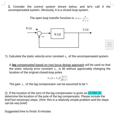 2 consider the control system shown below and let s call it the
