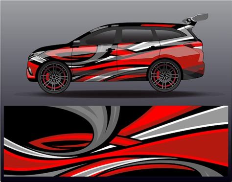 자동차 데칼 랩 디자인 벡터입니다 차량 비닐 랩에 대 한 추상적 인 배경 프리미엄 벡터