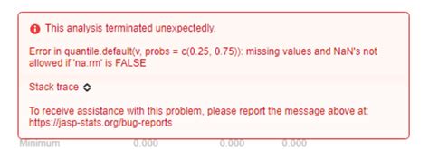 Error Message While Trying To Create Boxplots Issue Jasp Stats