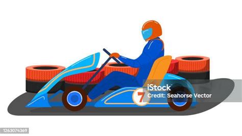 남성 캐릭터 드라이버 카트 수송 차량 흰색 만화 벡터 일러스트에 고립 된 경쟁 경주 기계 범퍼카 레저 추구에 대한 스톡 벡터 아트 및 기타 이미지 Istock