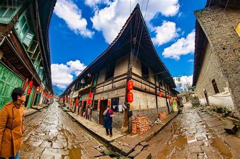 赵化古镇图片 富顺 全景 大山谷图库