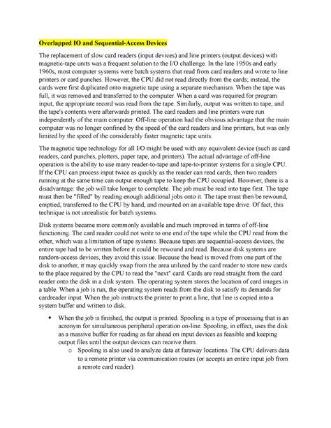 Overlapped Io And Sequential Access Devices In The Late 1950s And