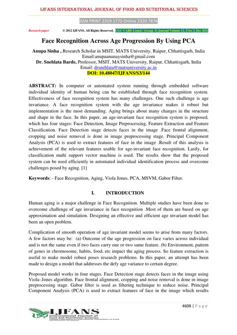 Pdf Face Recognition Across Age Progression By Using Pca