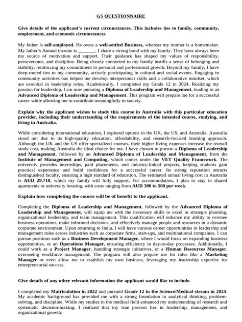 Gs Questionnaire Machaan Pdf Leadership Business