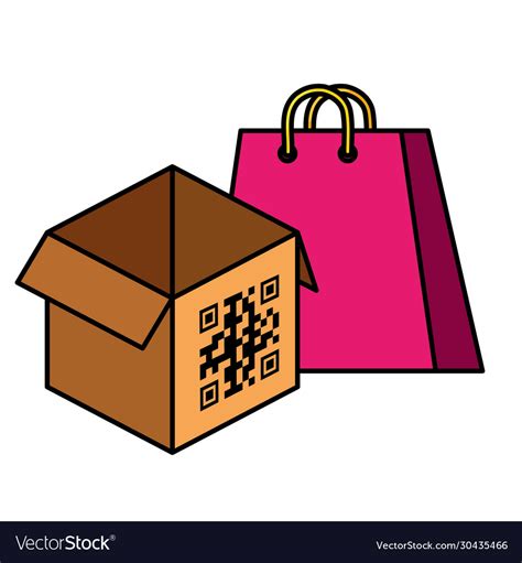Qr Code Over Box And Bag Design Royalty Free Vector Image