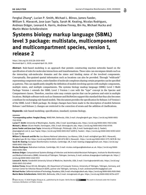 Pdf Systems Biology Markup Language Sbml Level 3 Package