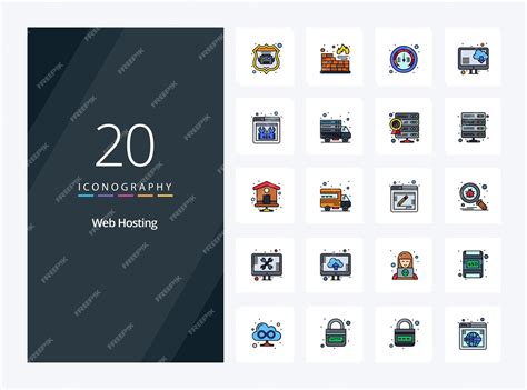 Free Vector 20 Web Hosting Line Filled Icon For Presentation Vector