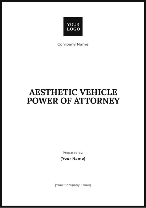 Free Aesthetic Vehicle Power Of Attorney Template To Edit Online
