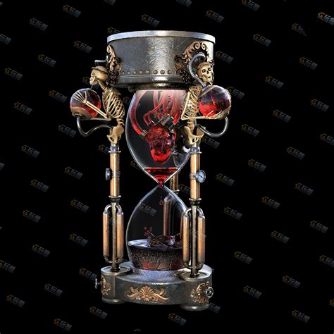 Blender模型—死亡恶魔玻璃心脏沙漏 玩酷cg
