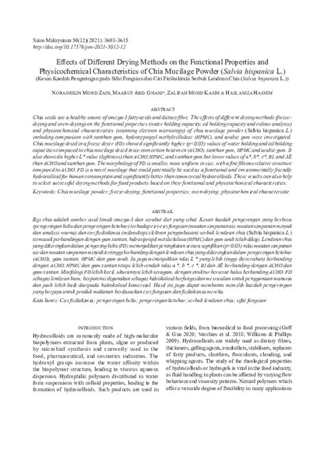 Pdf Effects Of Different Drying Methods On The Functional Properties And Physicochemical