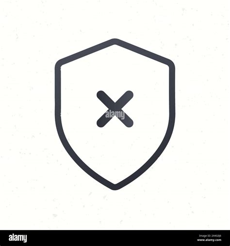 Shield With Cross Line Icon Rejected Prohibited Close Warning Sign Protection Danger Safe