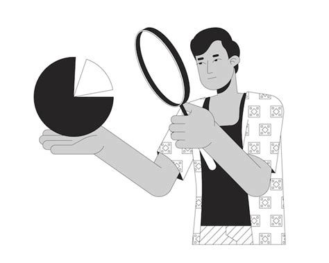 Premium Vector Data Scientist Magnifying Glass Black And White 2d Illustration Concept