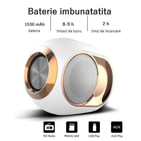 Портативна колонка 10 W Bluetooth Usb 9 часа автономност бял цвят