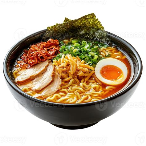Delicious Ramen Bowl With Pork And Egg Lamen Png Ramen White