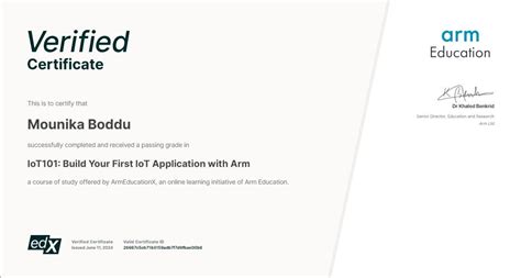 Mounika Boddu On Linkedin Iot Arm Edx Certification Tech Innovation