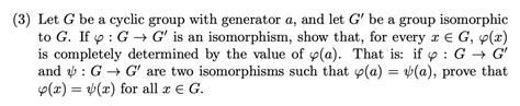 Solved Let G Be A Cyclic Group With Generator A And Let Chegg Com