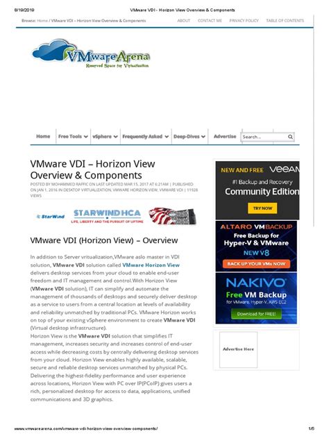 Vmware Vdi Horizon View Overview And Components Pdf Desktop Virtualization Remote Desktop