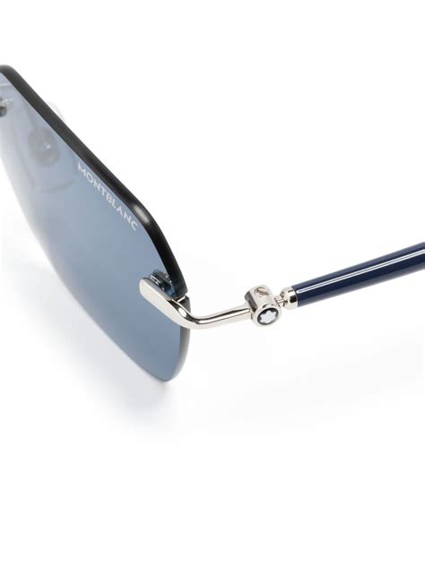 Montblanc Rimless Square Frame Sunglasses Blue Farfetch