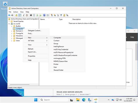 windows server 2025 active directory add computer accounts server