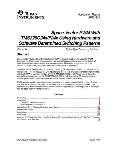 space vector pwm by using dsp pdf
