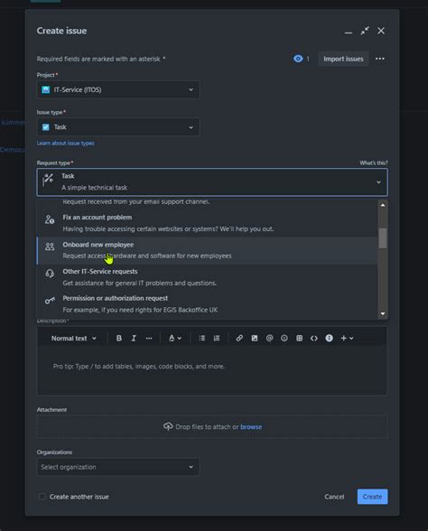 Forms In Create Issue Dialog