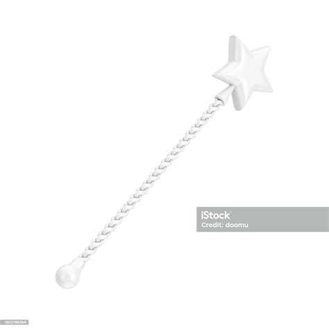 클레이 스타일의 상단에 별이 있는 흰색 마술 지팡이 3d 렌더링 3차원 형태에 대한 스톡 사진 및 기타 이미지 3차원 형태 Blessing 공란 Istock
