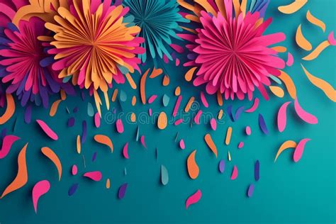 Papercut Firework Firework For Holiday Celebration By Generative Ai Stock Illustration