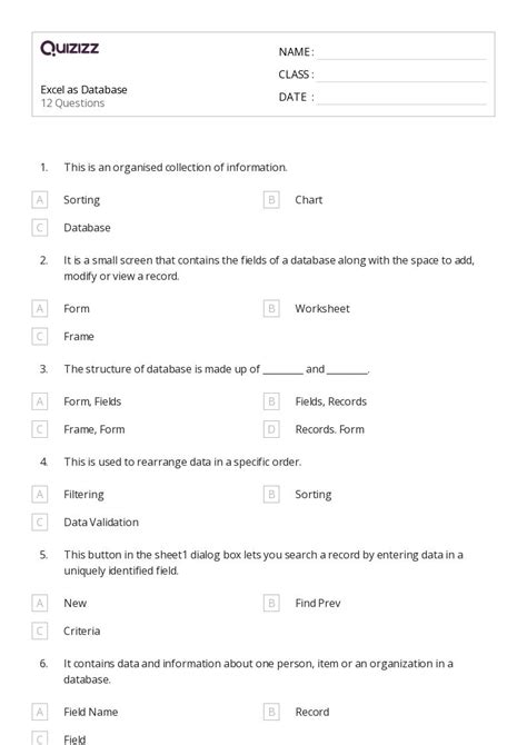 50 sorting data worksheets for 6th class on quizizz free and printable