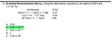 Solved Please Explain Why Anser Is B 17 4 Points Electrochemical