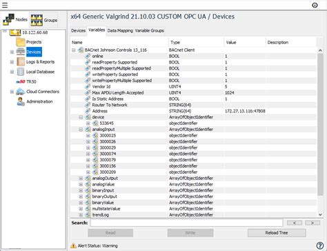Using The Variables Window To Access Bacnet Device Variables