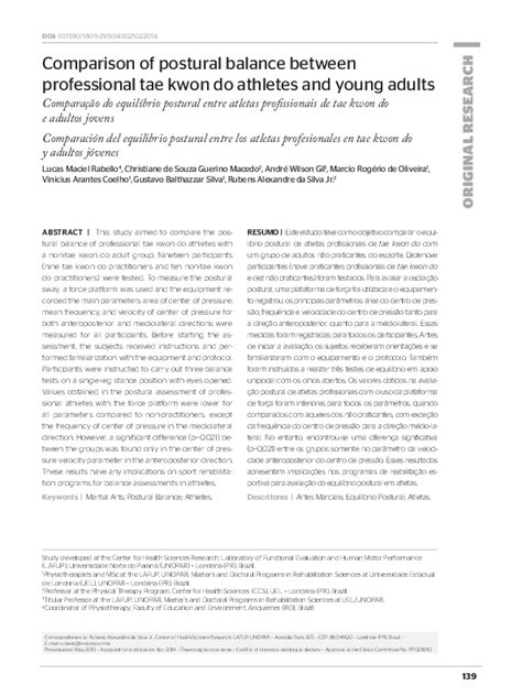 Pdf Comparison Of Postural Balance Between Professional Tae Kwon Do Athletes And Young Adults