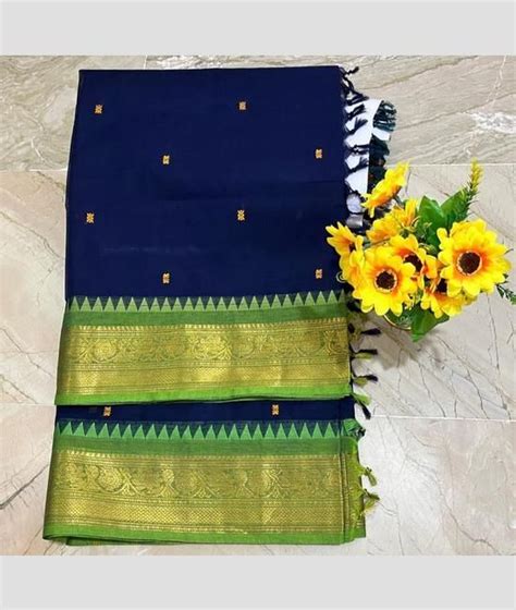 Kanchi Cotton Sarees With Kanchi Border Design Online From Weavers
