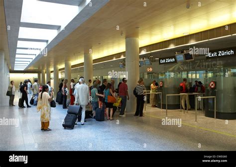 Zurich Queue For Passport Control At The Gate E At Zurich Airport