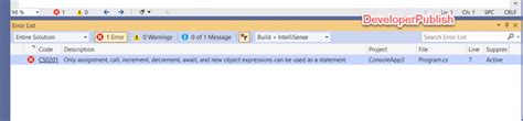 C Error Cs0201 Only Assignment Call Increment Decrement And New