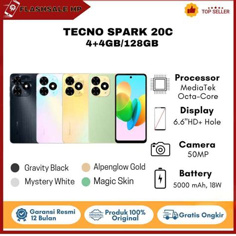 Jual Tecno Spark 20c Ram 4 128 Gb And 8 128 Gb Bergaransi Resmi Magic Skin 4 128 Di Seller