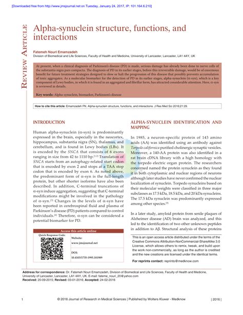 Pdf Alpha Synuclein Structure Functions And Interactions