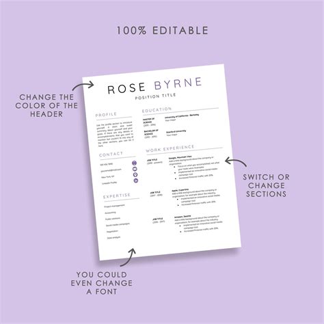 Resume Template Google Docs Google Docs Resume Cover Etsy