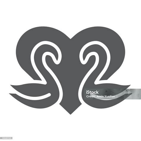 백조 모양 아이콘 로맨스와 사랑 백조와 심장 서명 벡터 그래픽 백색 배경에 단단한 패턴 10에 대한 스톡 벡터 아트 및 기타 이미지 Istock