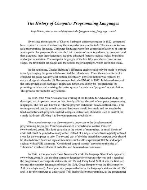 Solution The History Of Computer Programming Languages Studypool