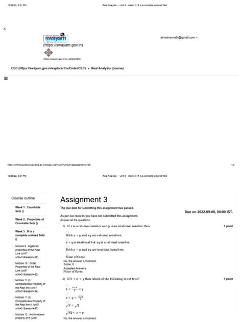 Real Analysis Unit 3 Week 3 R Is A Complete Ordered Field Pdf Rational Number