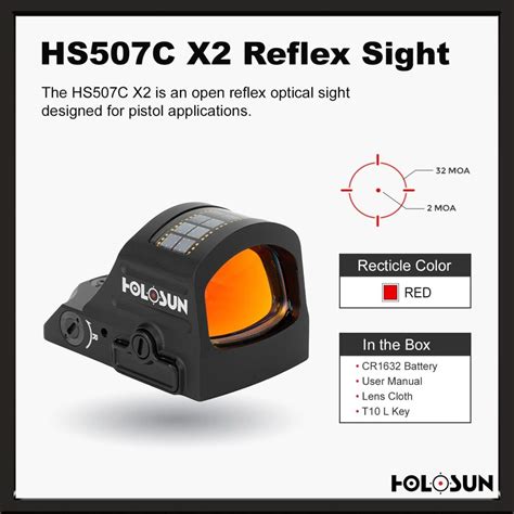 Holosun 507c X2 Red Dot Reflex Sight With 2 Moa Circle Dot And Solar