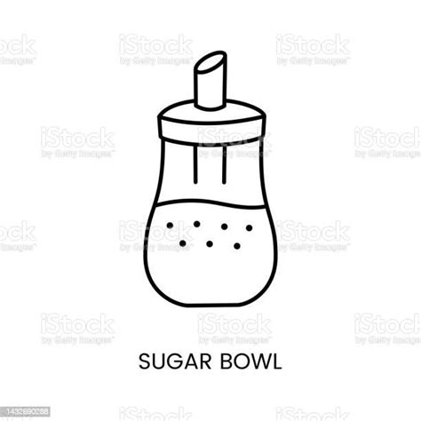 벡터의 설탕 그릇 아이콘 라인 설탕 복용량에 대한 용기의 그림 검은색에 대한 스톡 벡터 아트 및 기타 이미지 검은색 날씬한 농업 Istock