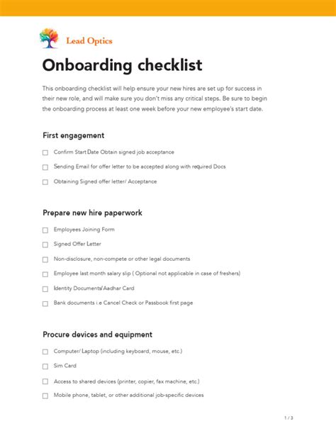 Onboarding Checklist Pdf