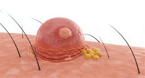 Microscopic 3d Rendering Of A Furuncle On Skin Tissue Inflammatory Response And Pus Sacs
